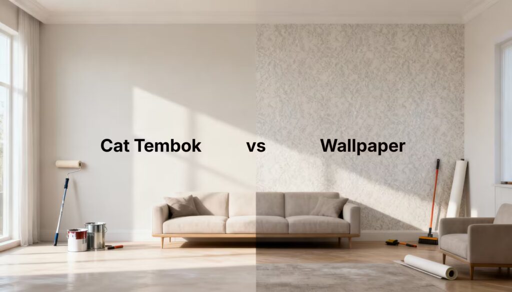 Cat Dinding vs Wallpaper untuk Lapisan Dinding Rumah